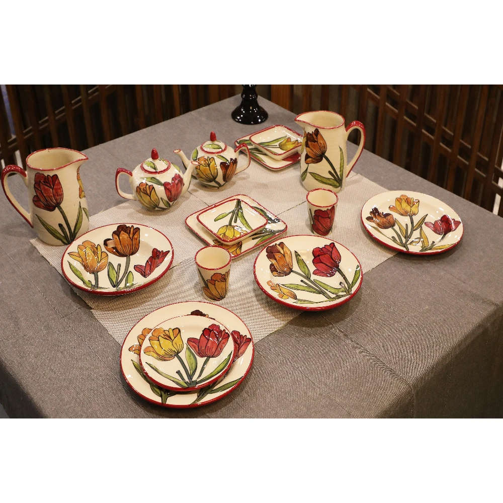 Tulip Garden Hand-Painted Dinnerware Collection 🌷 (Best fit)