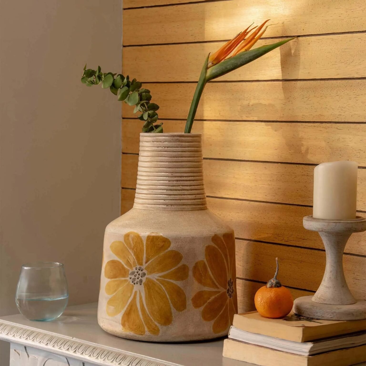 Solaria Bloom Ribbed Ceramic Vase